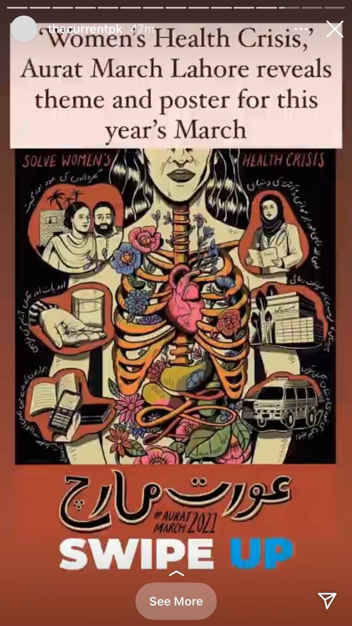 Aurat March 2021 theme and poster based on women's health issues
