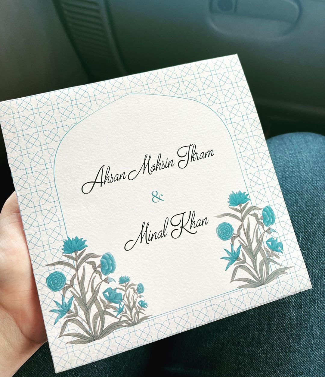 Minal Khan and Ahsan share Image of their engagement invitation card